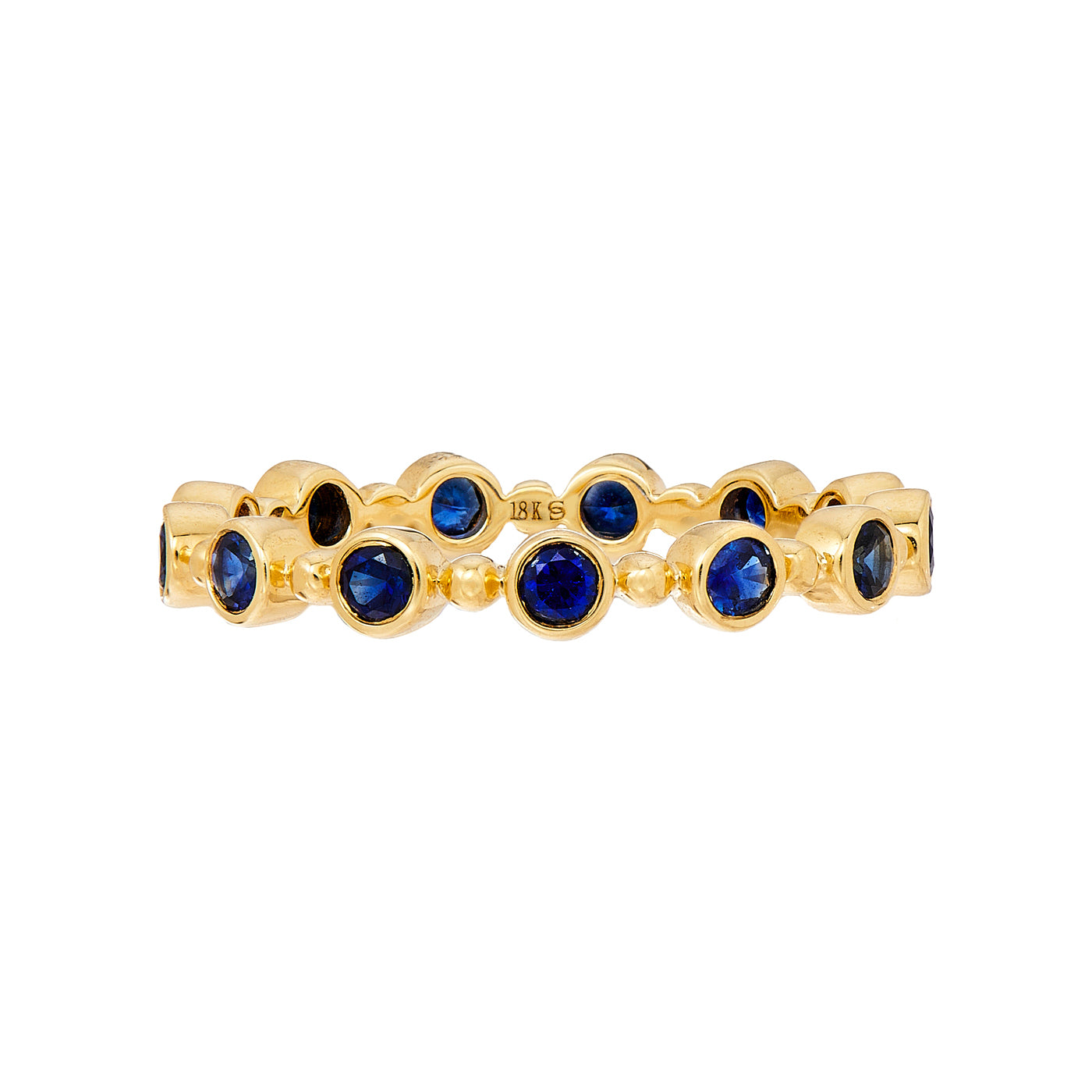 18K Gold Blue Sapphire Petit Bubble Stacking Ring | Sethi Couture