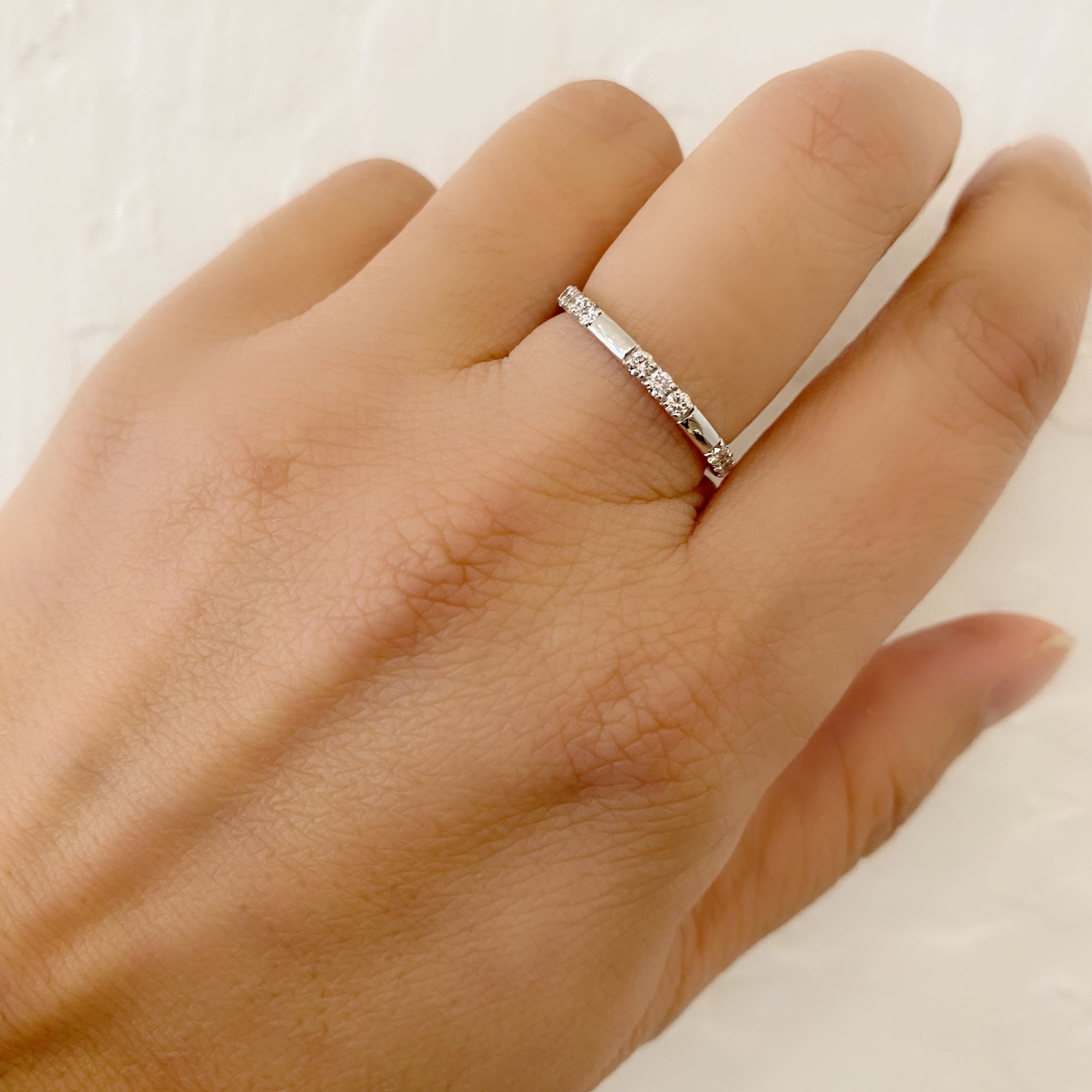 18K Gold Luna 3 Stone Diamond Stacking Ring | Sethi Couture