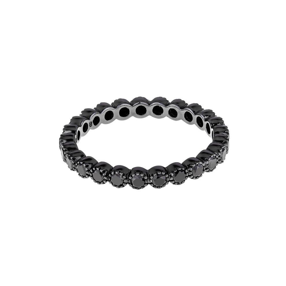 18K Gold Bezel Black Diamond Stacking Ring | Sethi Couture