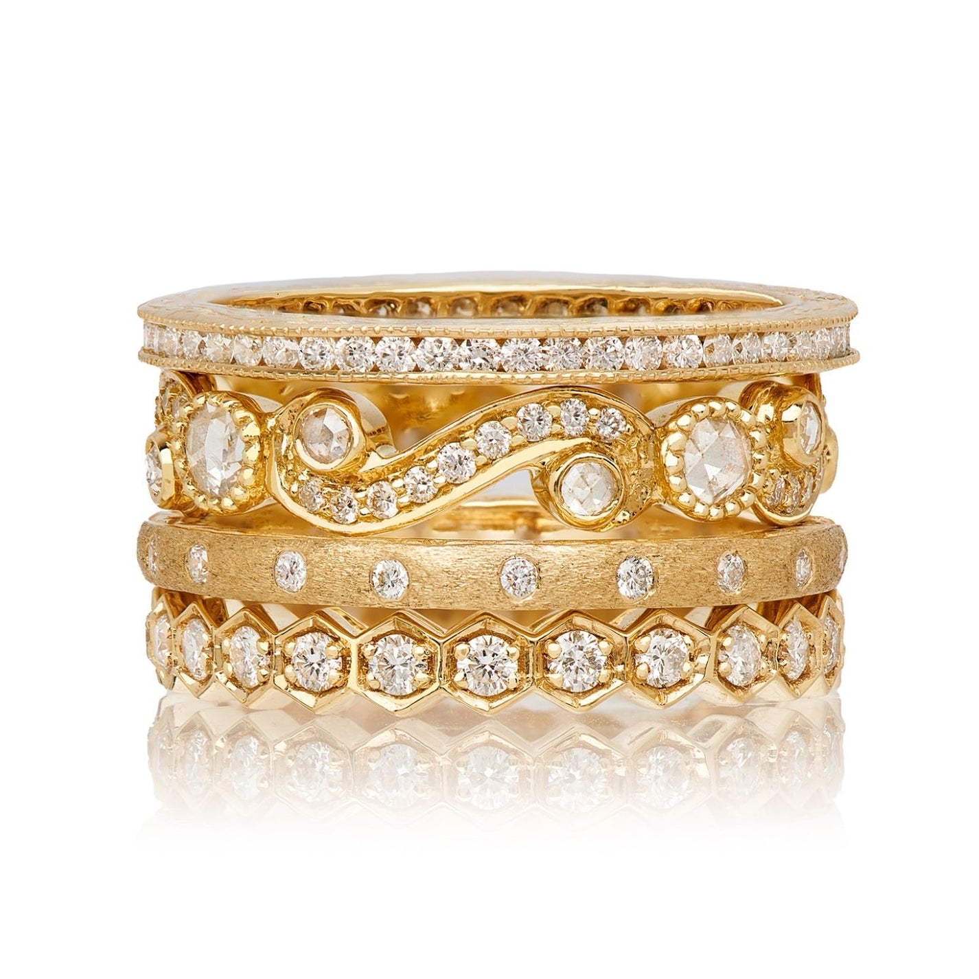 18K Yellow Gold No. 69 Curated Ring Stack | Sethi Couture