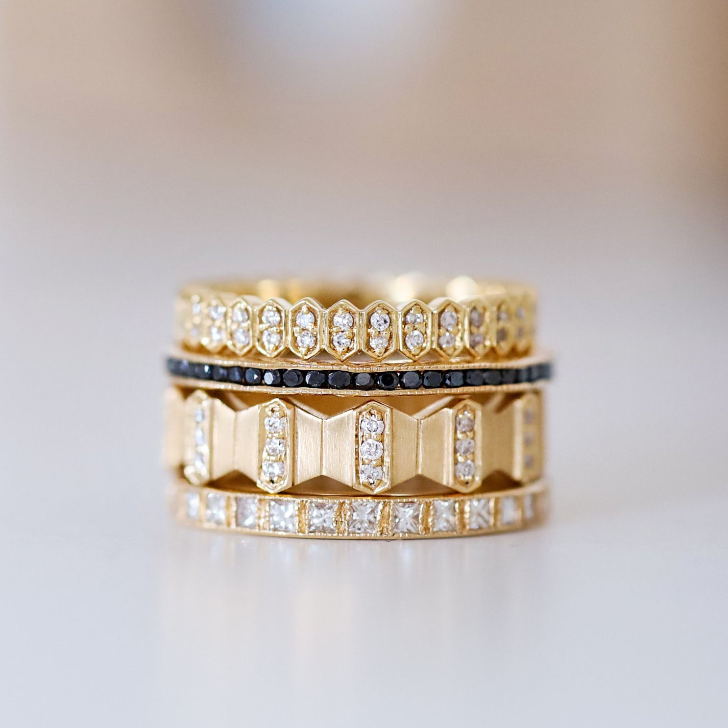 18K Yellow Gold No. 62 Curated Ring Stack | Sethi Couture