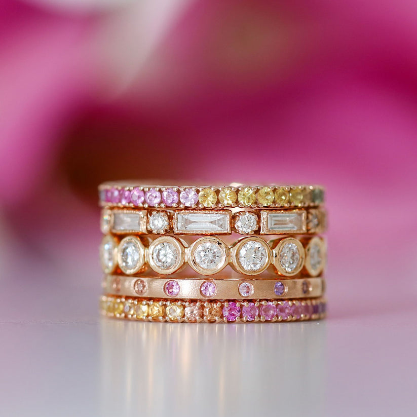18K Gold Rainbow No. 8 Chloe Curated Ring Stack | Sethi Couture