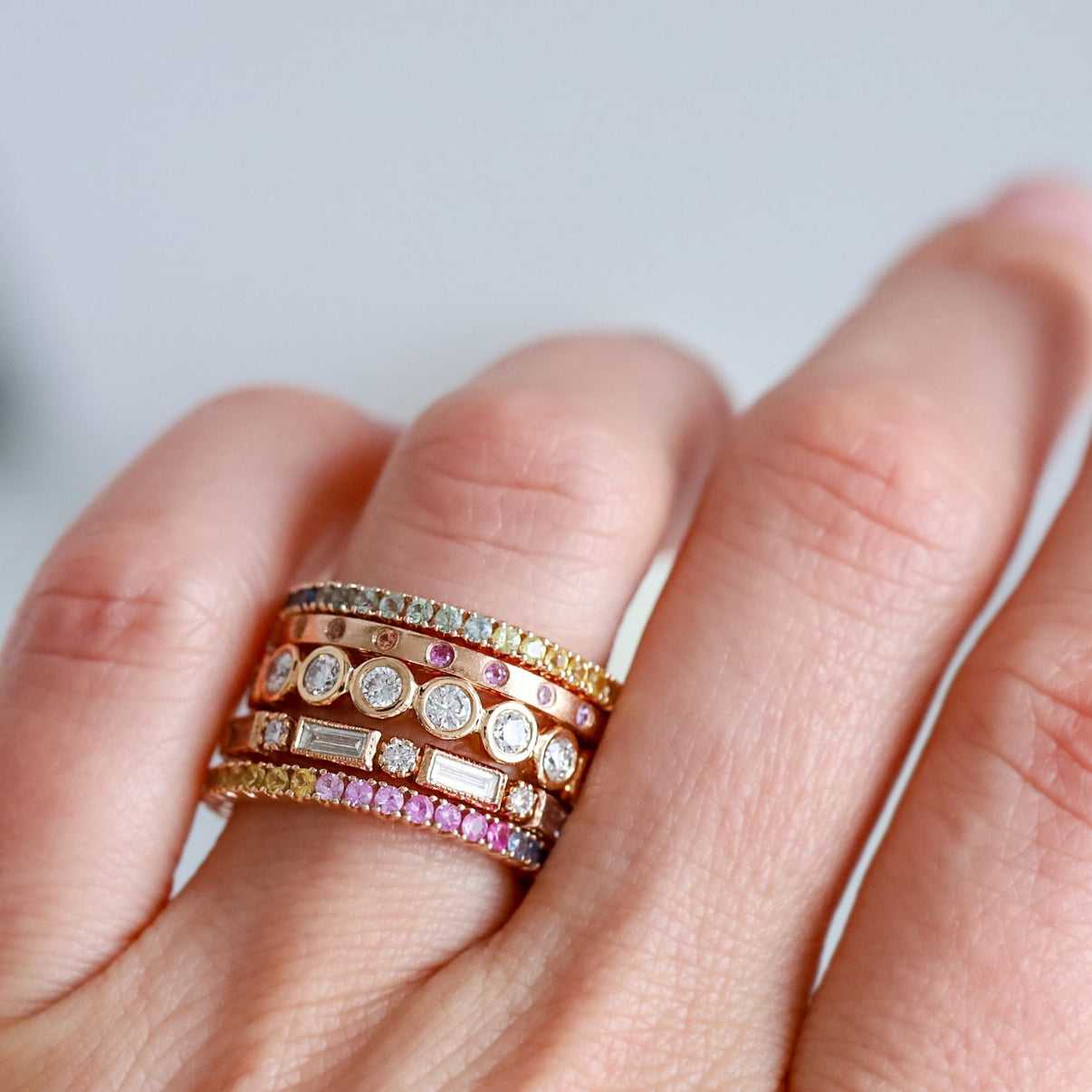 18K Gold Rainbow No. 8 Chloe Curated Ring Stack | Sethi Couture