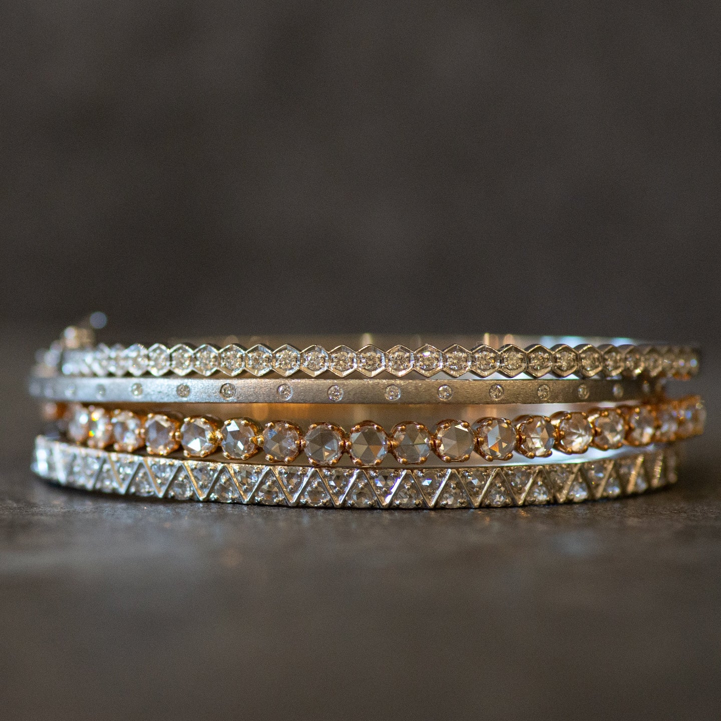 18K Gold Regency White Diamond Bangle | Sethi Couture