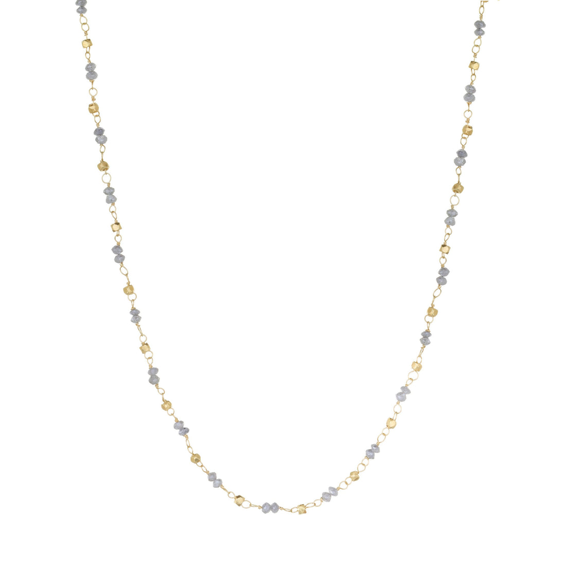 18K Yellow Gold Leila Gray Diamond Chain with Gold Cubes | Sethi Couture